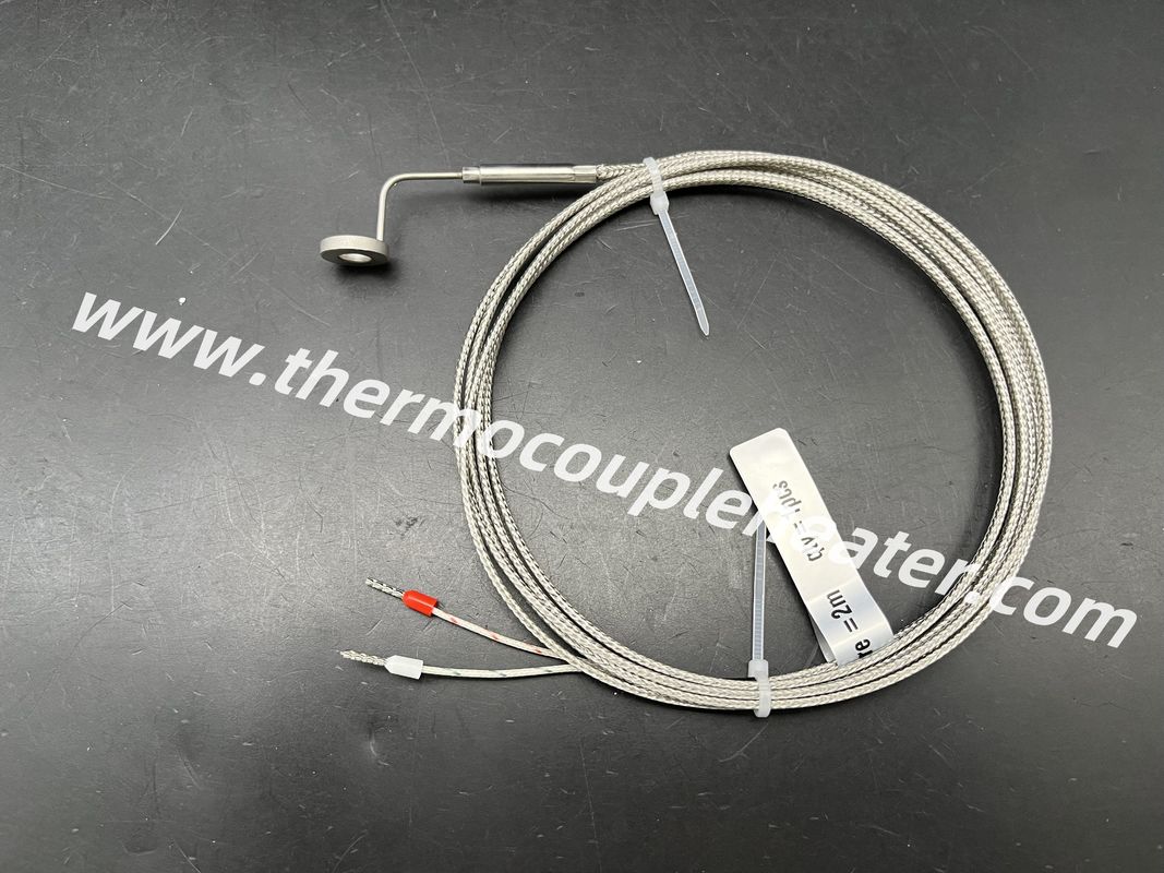 Custom Right-Angle Armored Thermocouple With Ring Terminal Type J